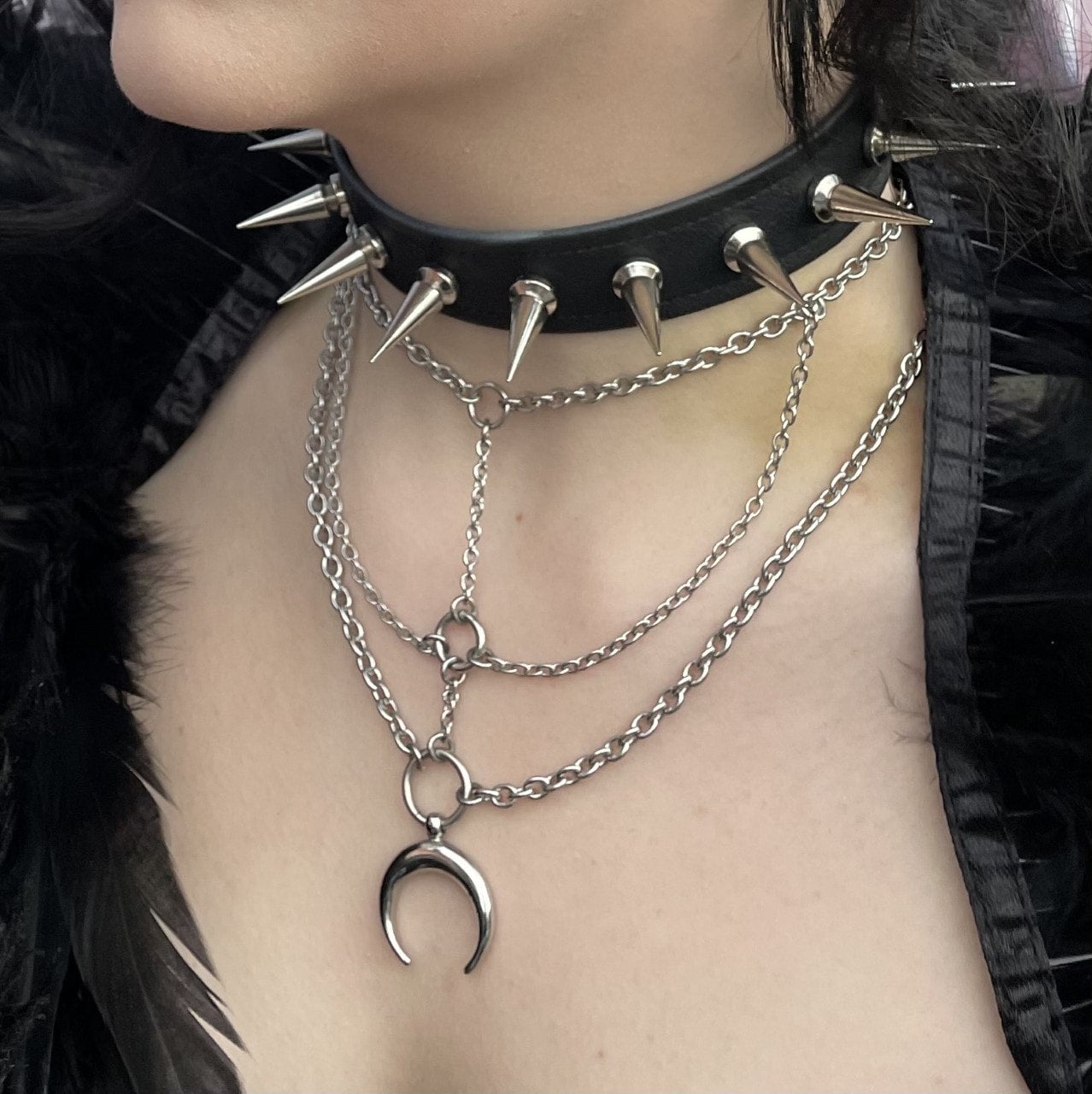 Gothic Impale Collar Classic Punk Emo Style Heavy Metal Spiked Choker ...