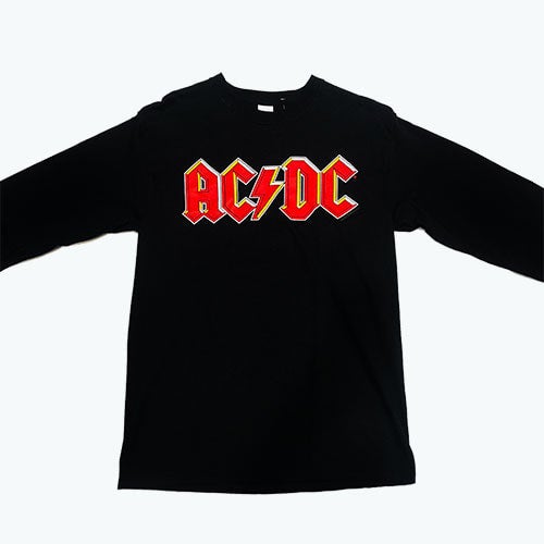 AC/DC Classic Red Logo Long Sleeve Tee T-Shirt Tshirt AC DC ACDC Band Merch Black | ALT CVLT
