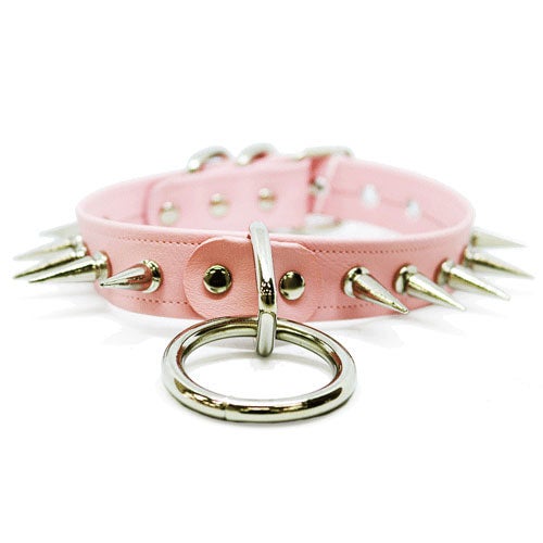 Spiked Pink Punk Stella Collar Gothic Emo Vibe Vegan Faux Leather ...