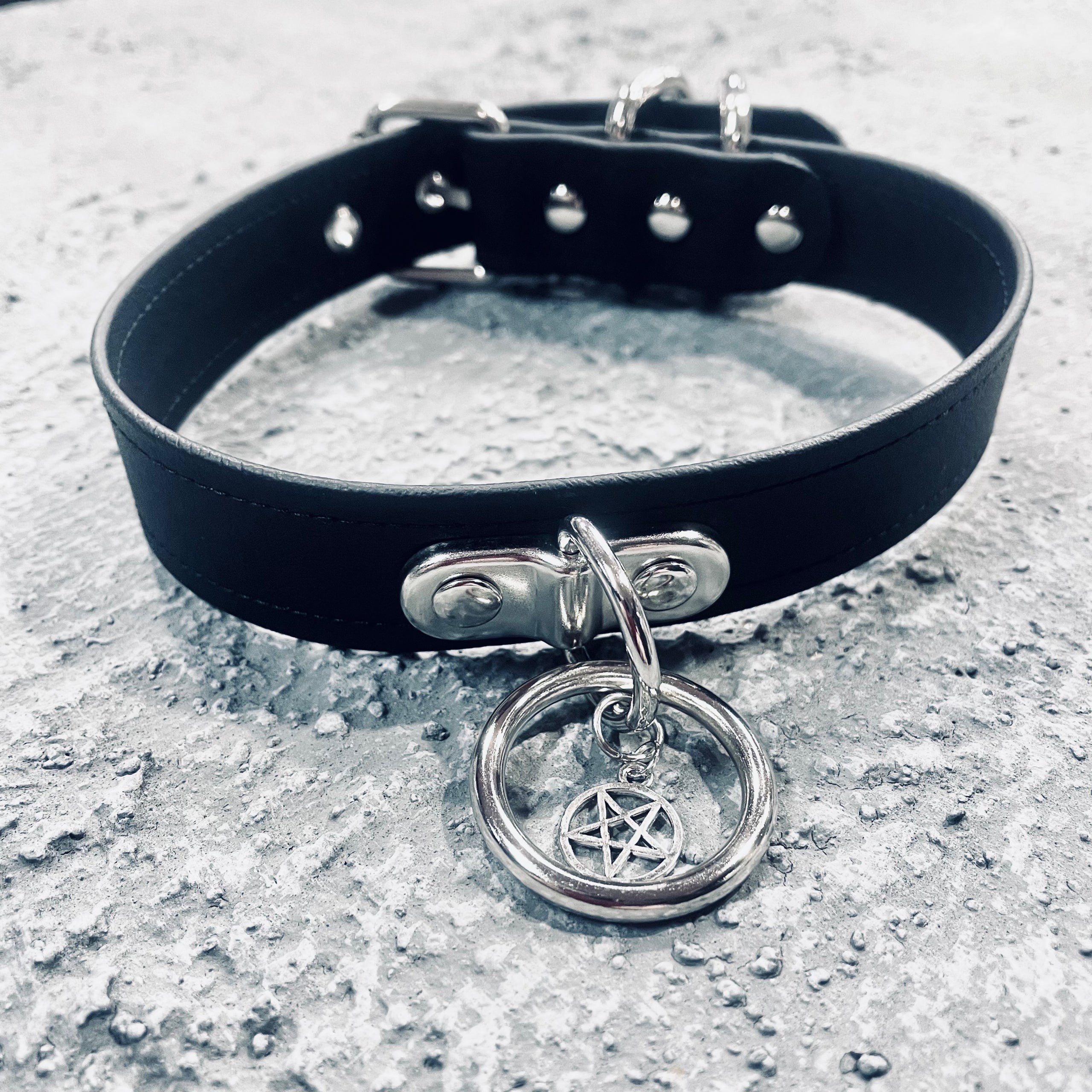 Hex Me Black Gothic Witchy Style Collar With Pentacle Pendant Punk ...